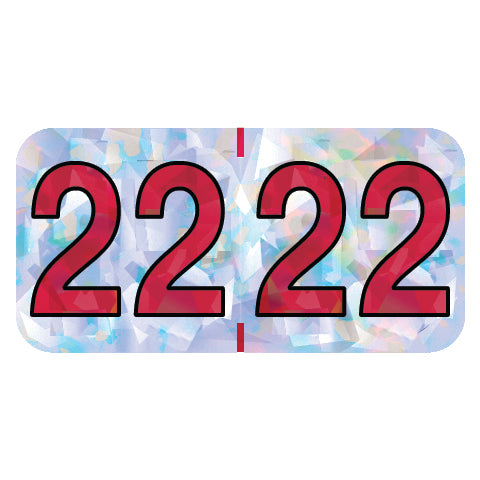 PMA Silver Holographic Year 22 Labels, 3/4" x 1-1/2" Laminated- Roll o ...