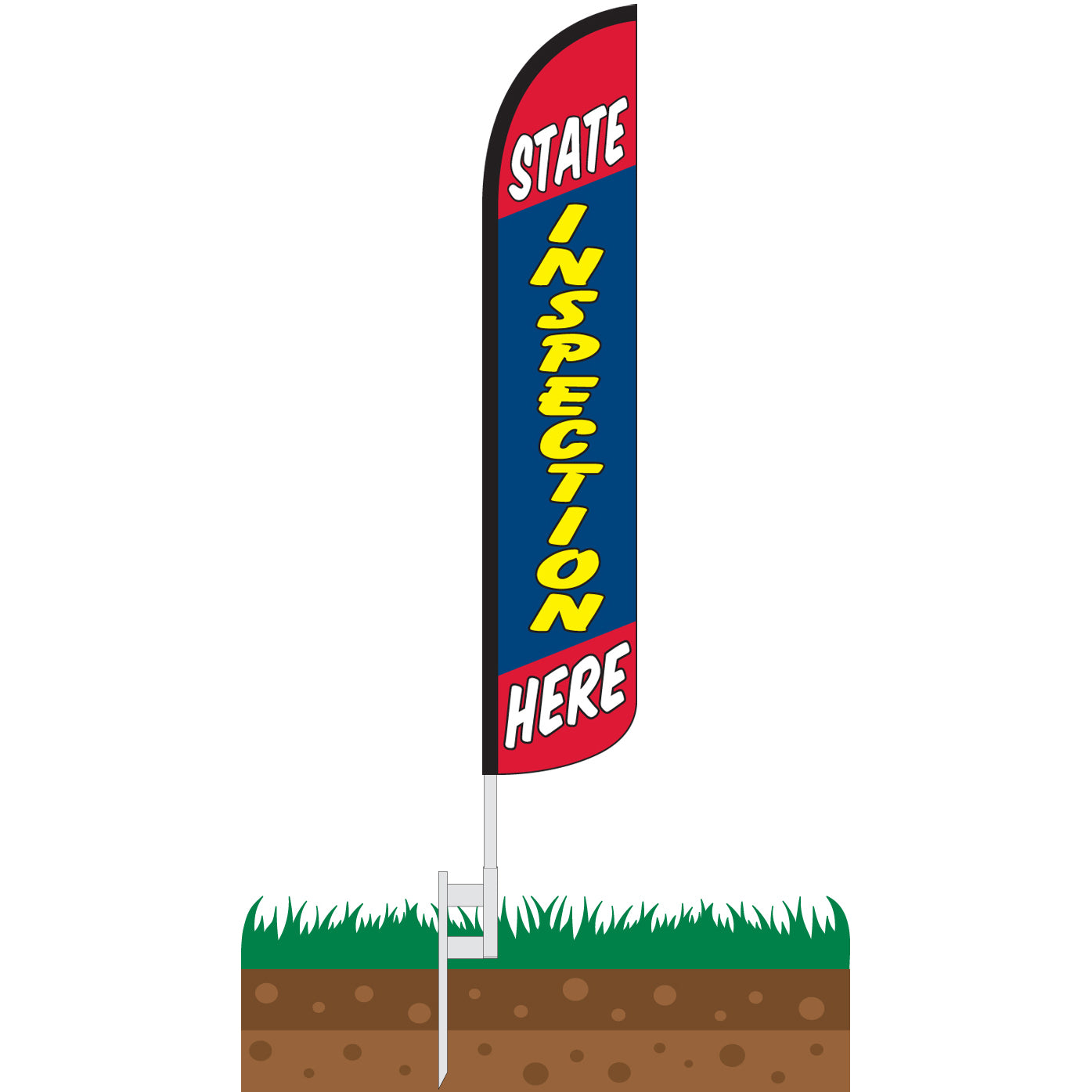 State Inspection Here Wind-Free Feather Flag – Nationwide Filing Supplies