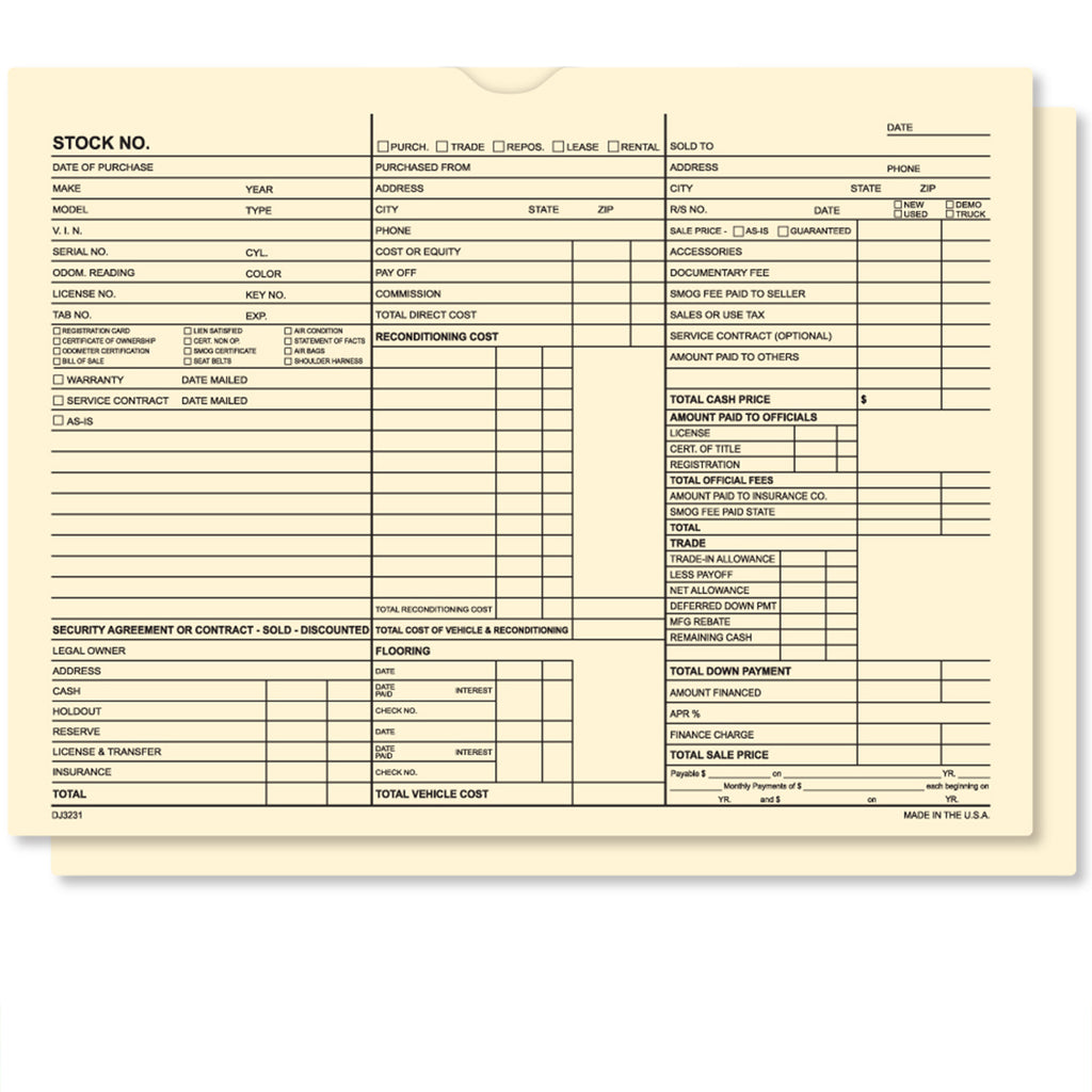 3-In-1 Vehicle Deal Jackets , 9" x 12" (Box of 100) – Nationwide Filing ...