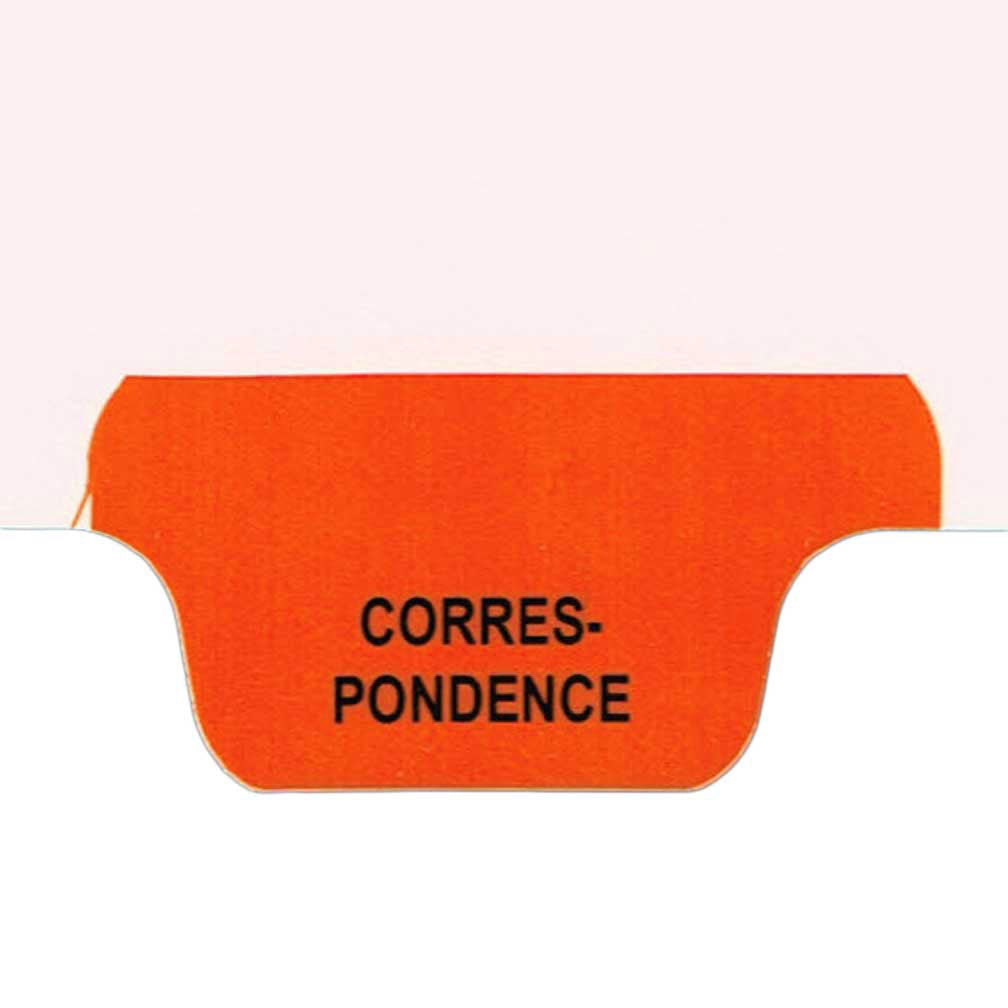 Individual Chart Divider Tabs, Correspondence, Orange, Bottom Tab, 1/8 ...